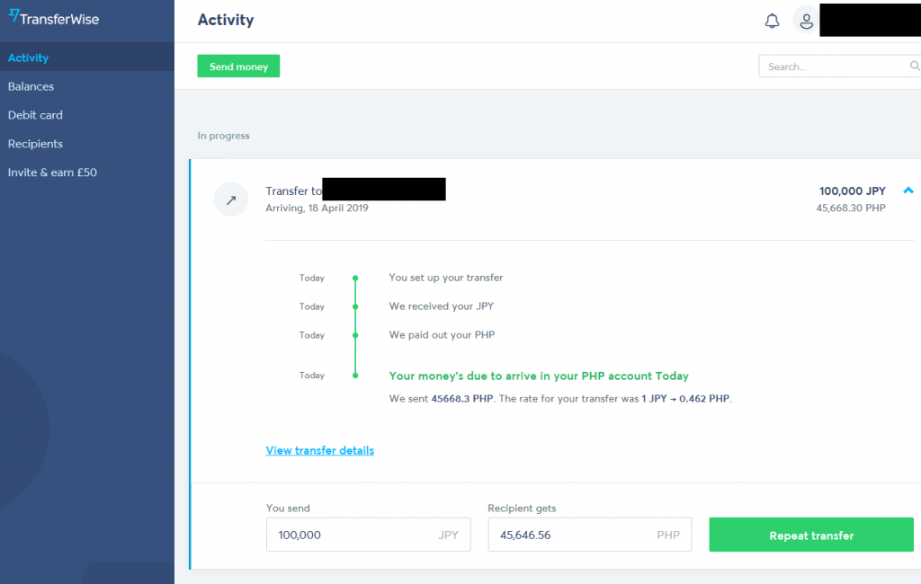 WorldRemitとTransferWiseを使ってみた | アンヘレス滞在記2ブログ